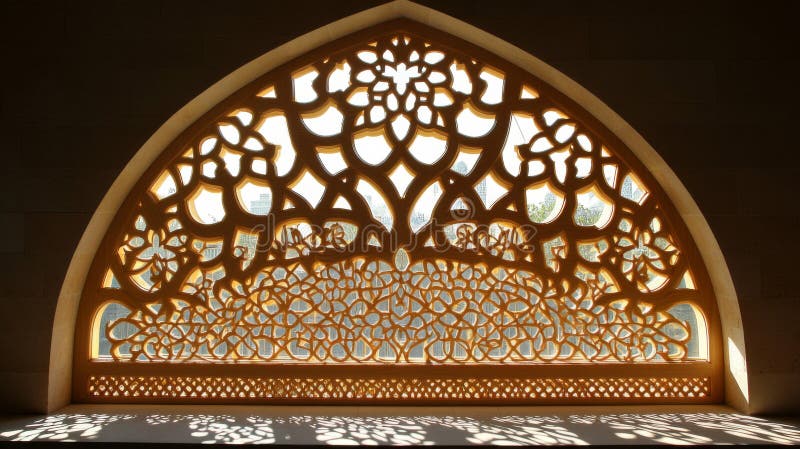 Intricate Archway Window Illuminates Islamic Architectural Design Stock ...