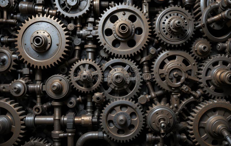 An Intricate Arrangement of Industrial Metal Gears and Machine Parts ...