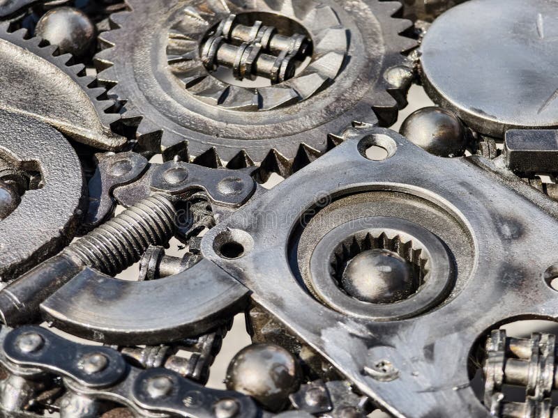 Intricate Arrangement of Mechanical Gears and Metal Components ...
