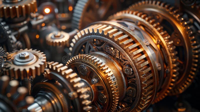Intricate Arrangement of Metallic Gears in a Mechanical Setup Stock ...
