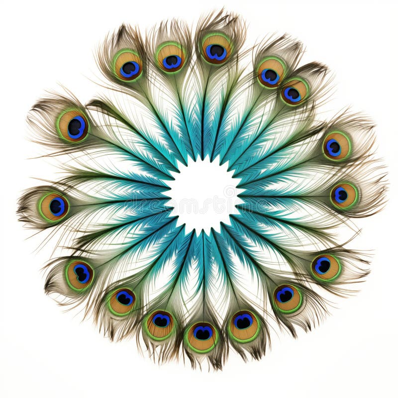 Intricate Arrangement of Peacock Feathers in a Radiating Circular ...