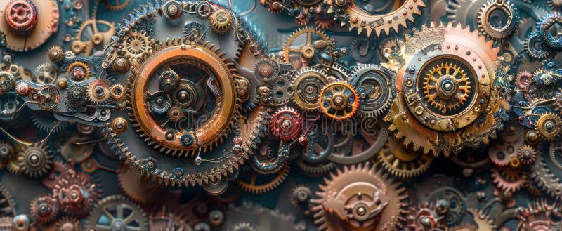 Intricate Array of Industrial Gears and Cogs Stock Illustration ...
