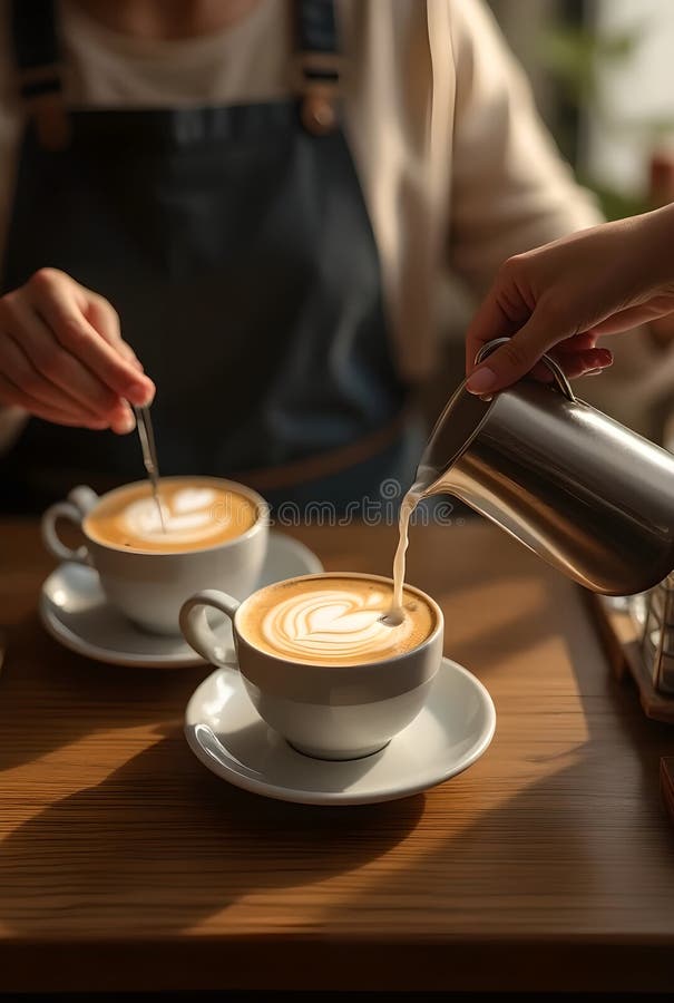 Latte Art Mastery: Crafting Beauty in Every Sip of Coffee Stock ...