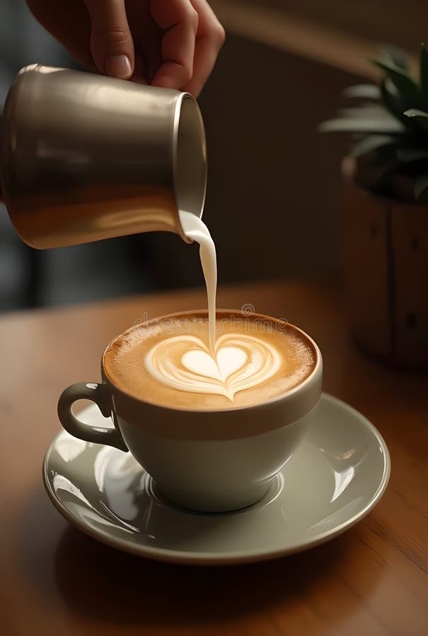 Latte Art Mastery: Crafting Beauty in Every Sip of Coffee Stock ...