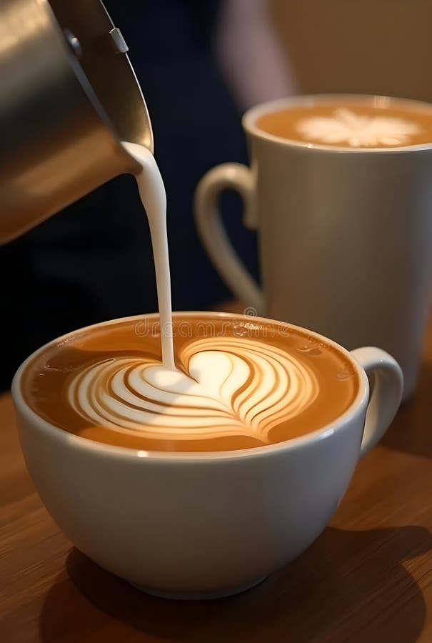 Latte Art Mastery: Crafting Beauty in Every Sip of Coffee Stock ...
