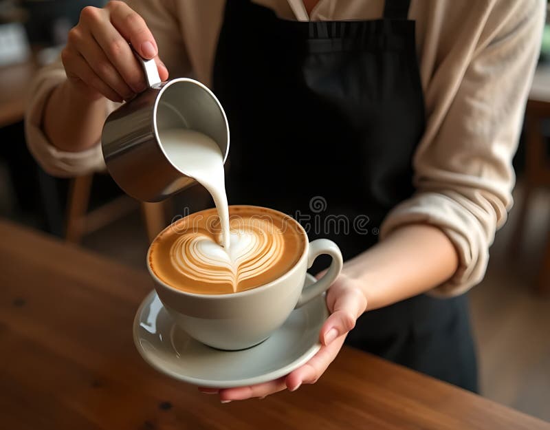 Latte Art Mastery: Crafting Beauty in Every Sip of Coffee Stock ...