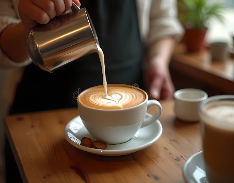 Latte Art Mastery: Crafting Beauty in Every Sip of Coffee Stock ...