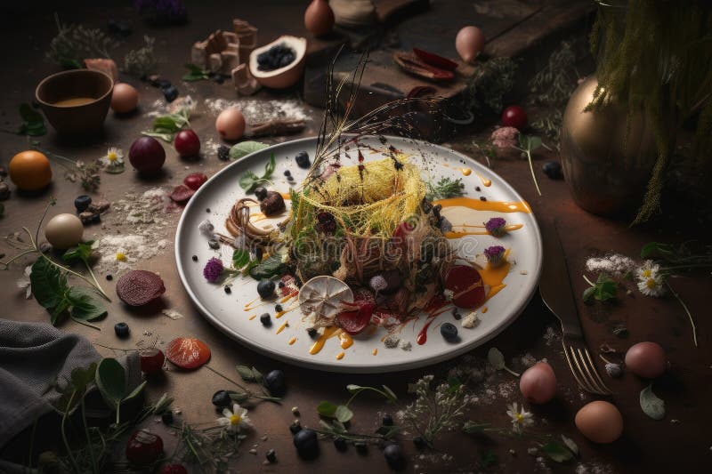 Intricate and Artistic Food Styling for an Dining Experience Stock ...