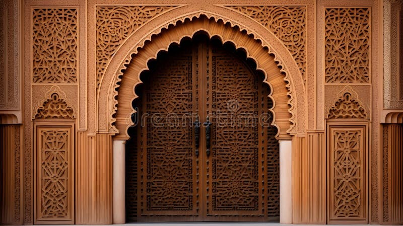 The Intricate Artistry of a Traditional Islamic Door Stock Illustration ...