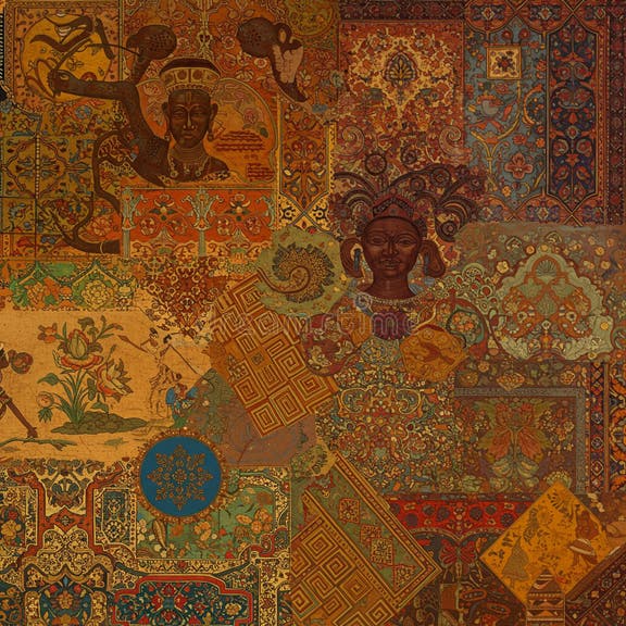 Intricate Artwork Featuring a Collage of Elaborate Patterns and Vibrant ...