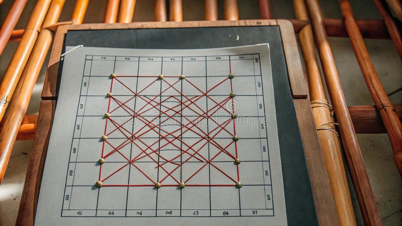 Intricate Asian Board Game with Bamboo Sticks and Strategic Grid ...