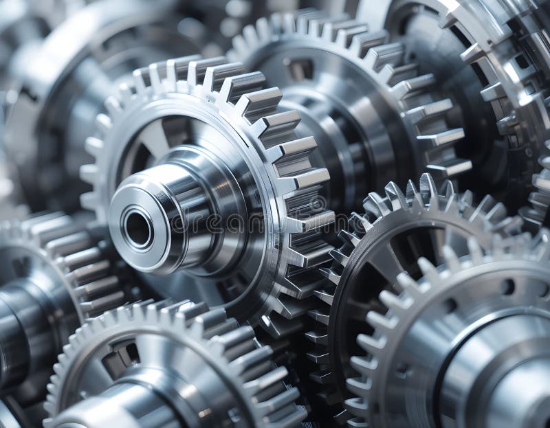 An Intricate Assembly of Gears and Pinions Made from Shiny Titanium ...