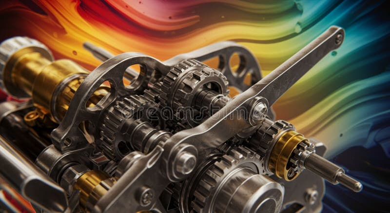 An Intricate Assembly of Interlocking Gears Made of Polished Metal ...