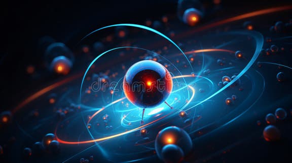 Intricate Atom Structure Illustration with Orbiting Electron Stock ...