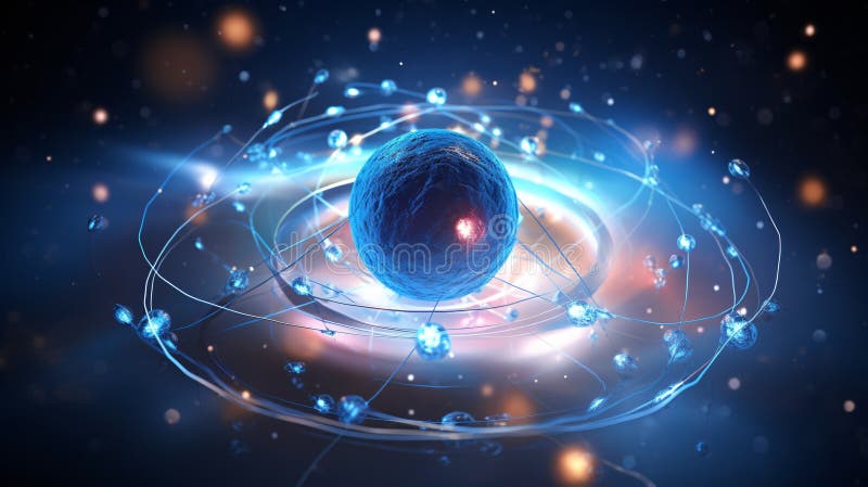 Intricate Atom Structure Illustration with Orbiting Electron Stock ...
