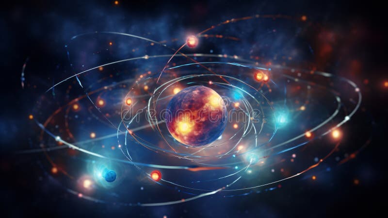 Intricate Atom Structure Illustration with Orbiting Electron Stock ...