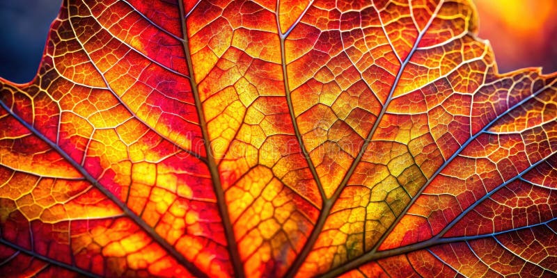 Intricate Autumn Leaf Vein Structure, Illuminated by Warm Light ...