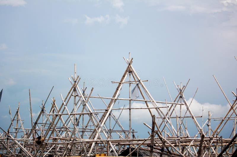 Intricate Bamboo Scaffolding Structure Above the Sea Stock Photo ...