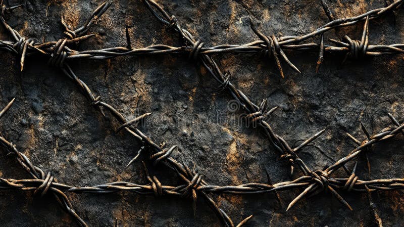 Intricate Barbed Wire Pattern with a Bizarre Background Stock Photo ...