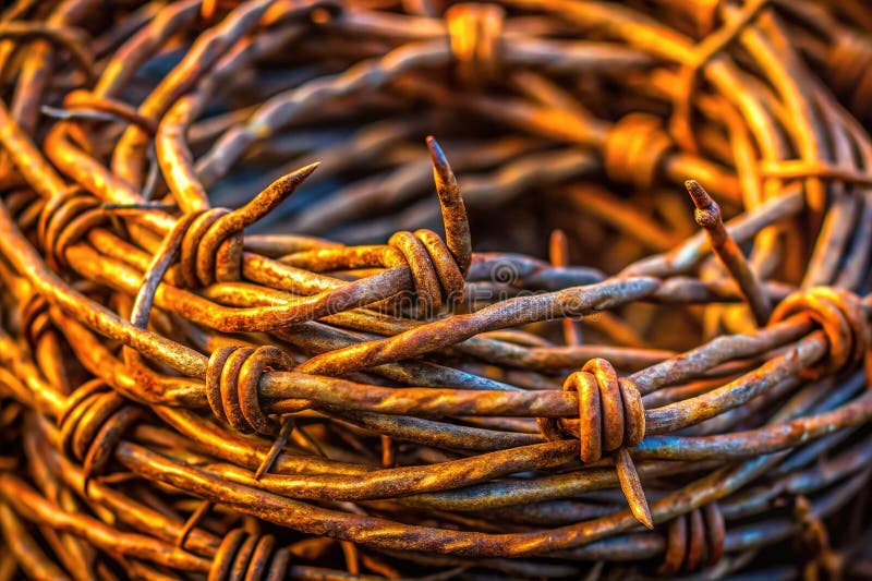 Intricate Barbed Wire Texture a CloseUp View of Rusty Metal Coils and ...