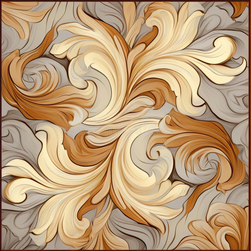 Intricate Baroque Floral Design on Seamless Cotton Tiles Stock ...