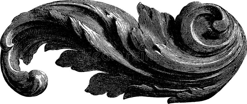 Intricate Baroque Scroll Engraving Art for Ornamental Design Stock ...