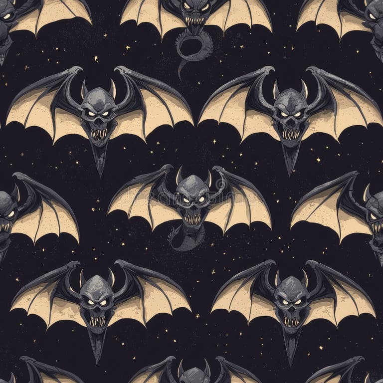 Intricate Bat Pattern Featuring Detailed Illustrations of Bats in ...