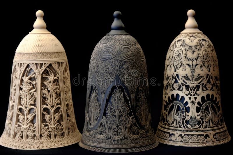 Intricate Bell Patterns and Designs Etched on Molds Stock Illustration ...