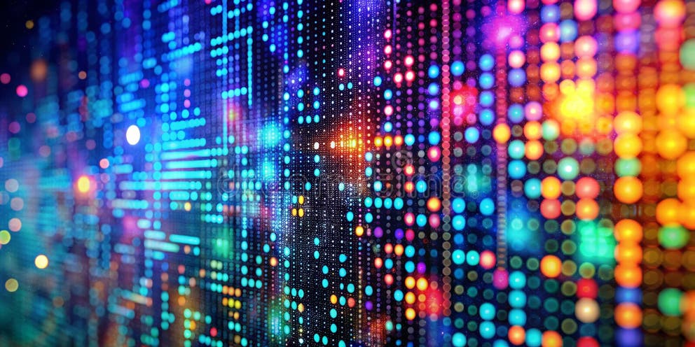 Intricate Binary Code Illuminates Glowing Computer Screen a Macro View ...