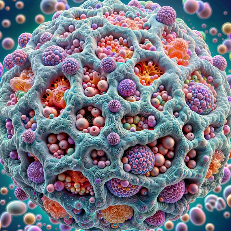 Cellular Fractals: Vibrant, Organic Forms, Generative Ai Stock ...