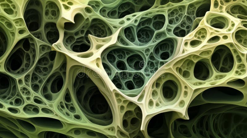 Intricate Biomorphic Pattern with Vine-like Designs in Soft Green and ...