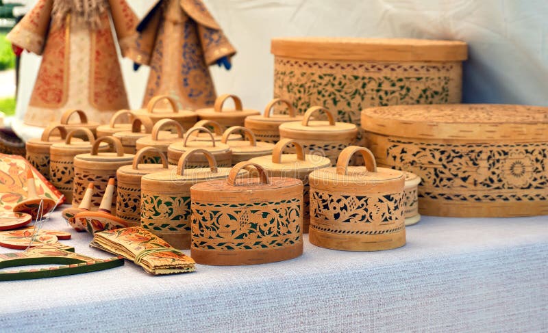 Intricate Birch Bark Boxes stock image. Image of intricate - 365650671