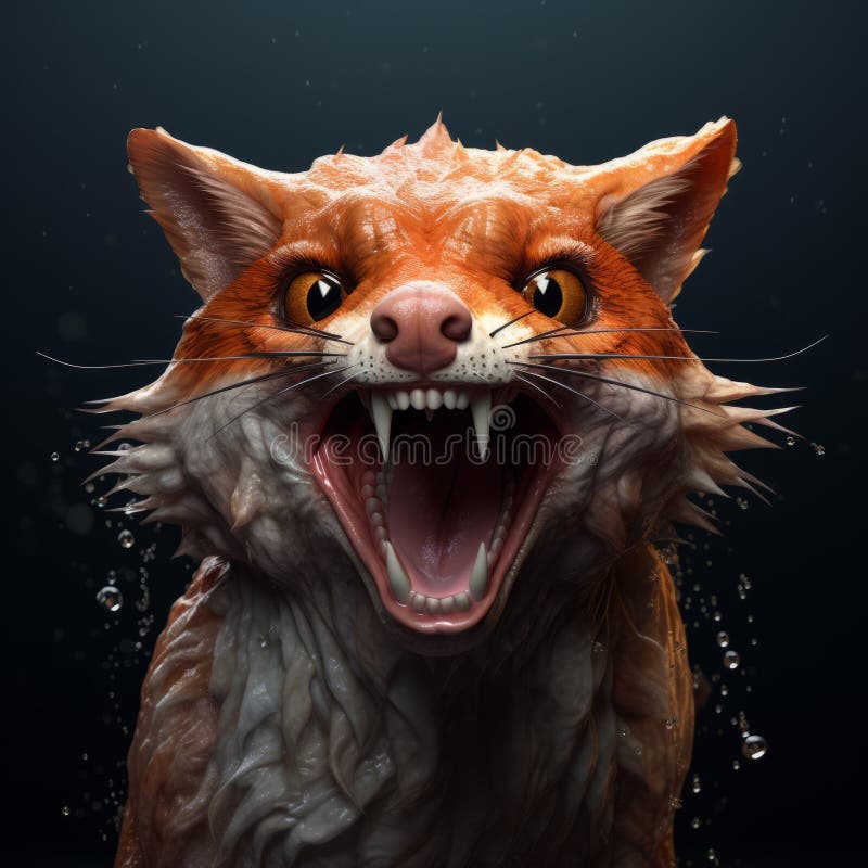 Intricate and Bizarre 3d Image of an Angry Fox with Raw Vulnerability ...