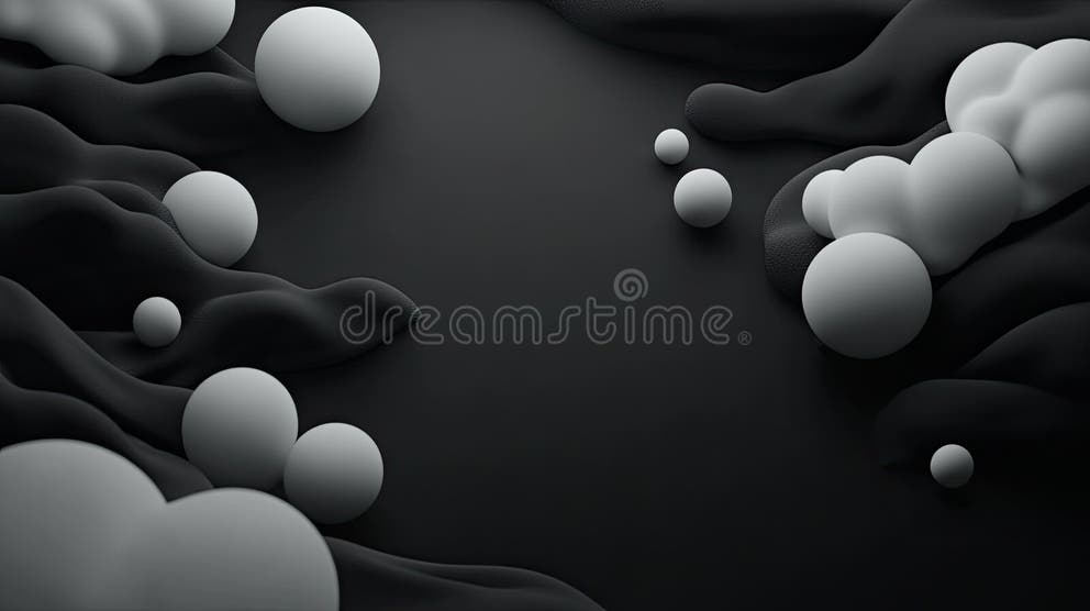 Intricate Black Abstract Shapes Arranged on a Deep Black Background in ...