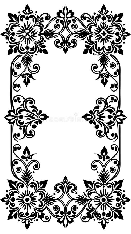Intricate Black Border Floral Patterns Form a Border Design Stock Image ...