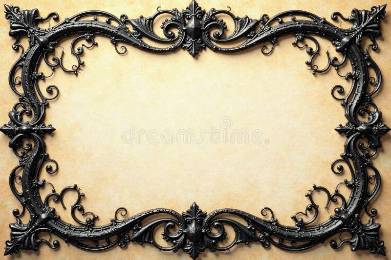 Intricate Black Curly Script within Baroque Frame , Graphic, Frame ...