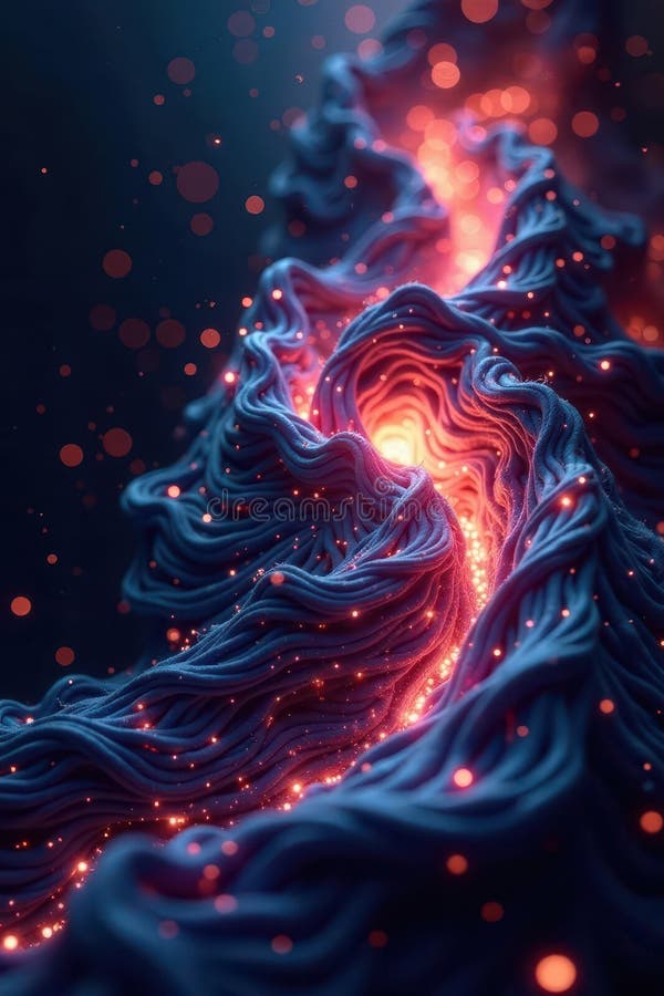 Intricate Black Digital Swirls, Glowing Energy, Science, Ppt Stock ...