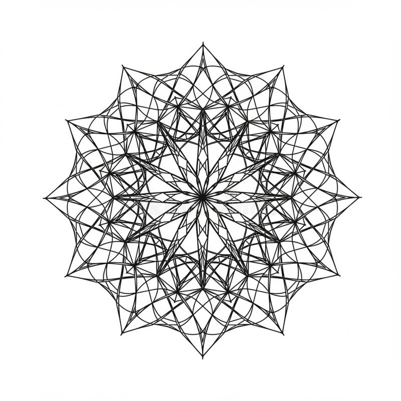 Intricate Black Geometric Pattern Resembling a Mandala or Spirograph ...