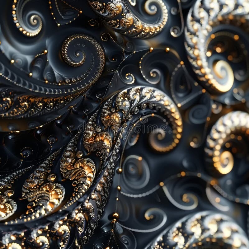 Intricate Black and Gold Swirling Patterns in Modern Art Texture ...