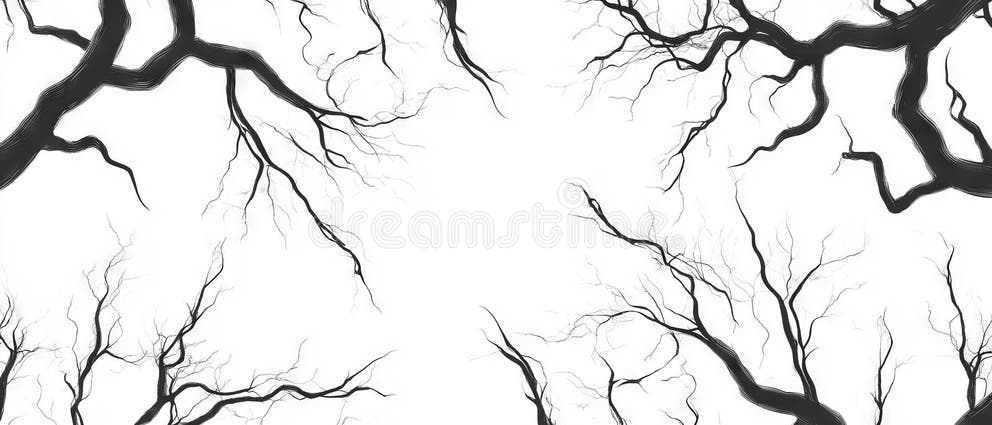 Intricate Black Ink Branching Pattern on Clear White Background Creates ...