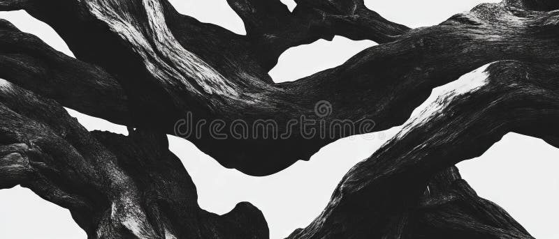 Organic Black Ink Patterns Create Abstract Forms on a Resistant White ...