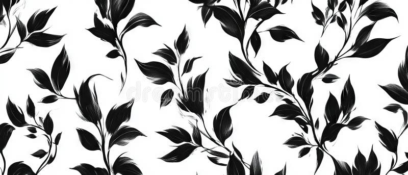 Seamless Pattern of Negative Space Black Ink Designs on a White ...