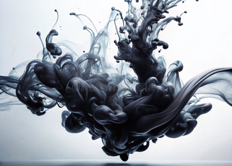 Intricate Black Ink Swirl in Water on Isolated White Background a ...