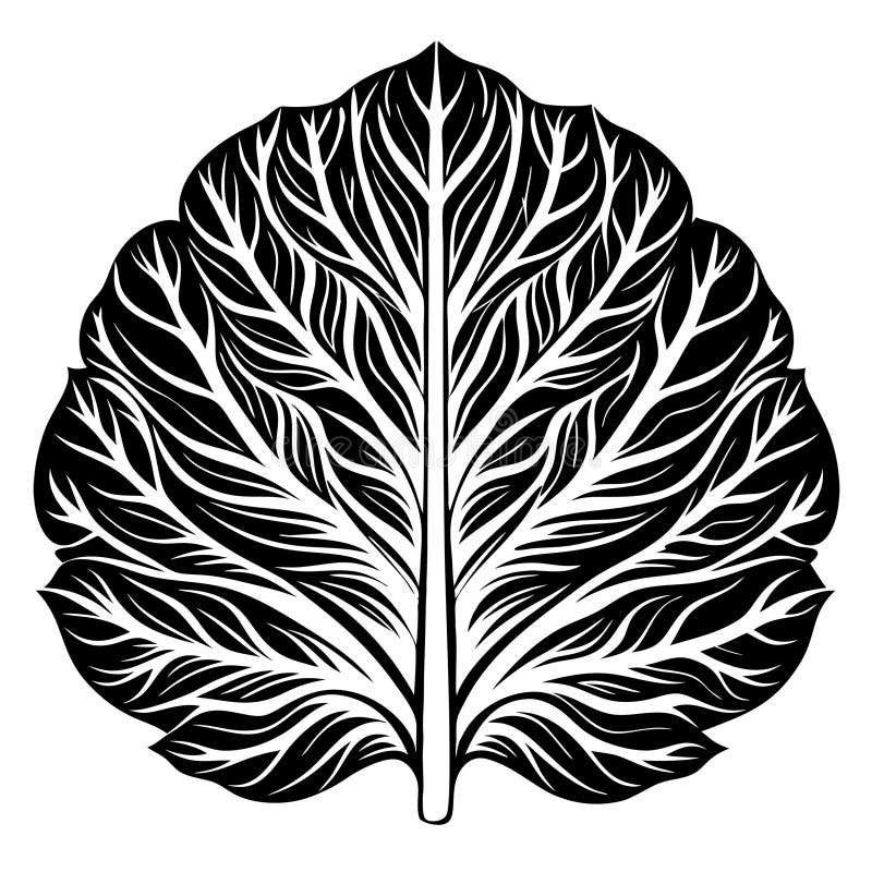 Intricate Black Leaf Silhouette Vector Art Design on Grey Background ...