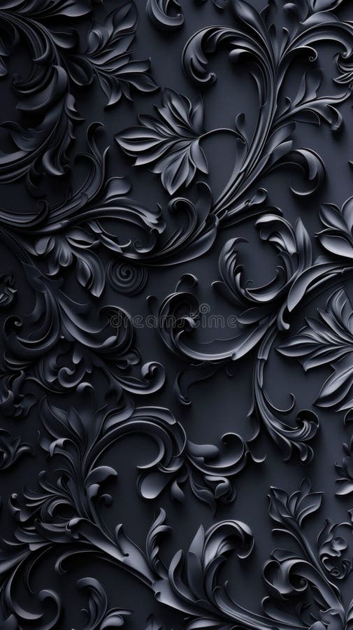 Intricate Black Pattern Background. Detailed Wallpaper Design Concept ...