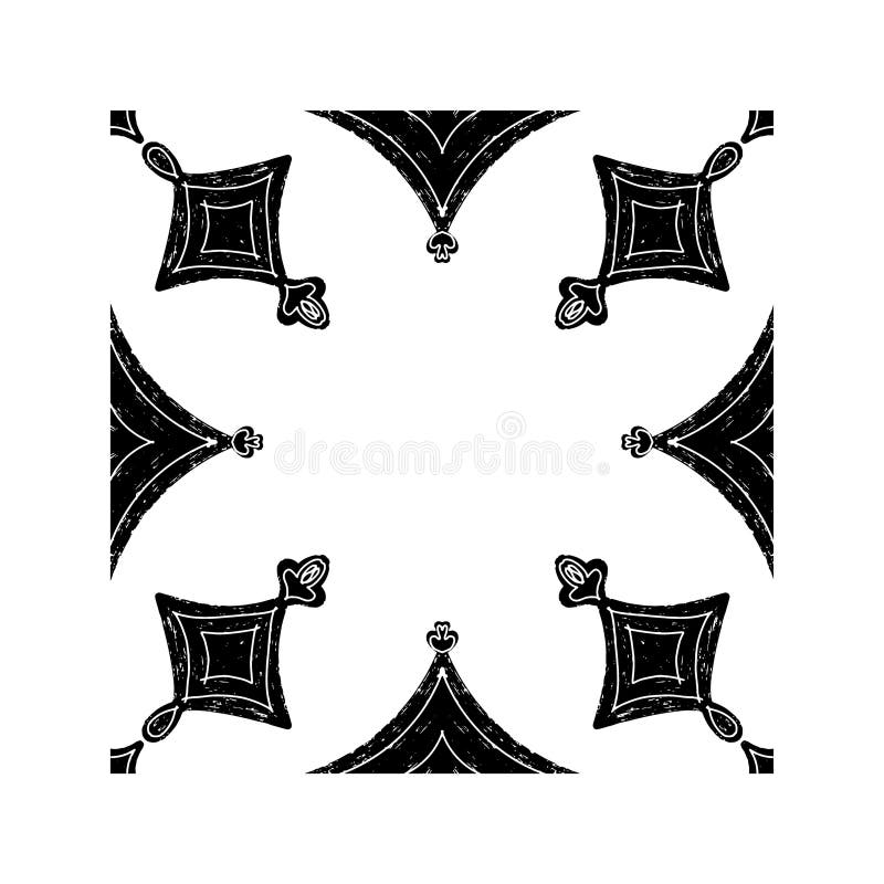 Intricate Black Pattern with Symmetrical Ornamental Pattern in Linocut ...