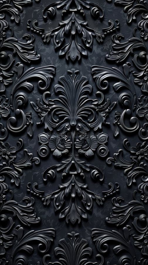 Intricate Black Pattern Wallpaper. Elegant and Detailed Design Stock ...