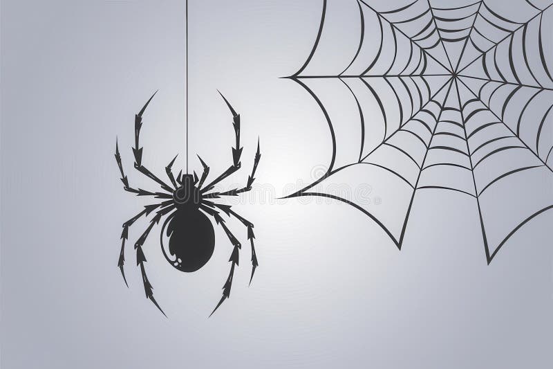 Black Spider Web Illustration Light Gray Background - Minimalist ...