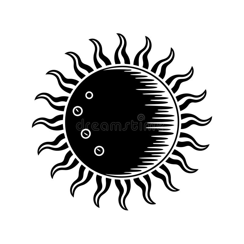 Intricate Black Sun Symbol Vector with Stylized Rays for Design and Art ...