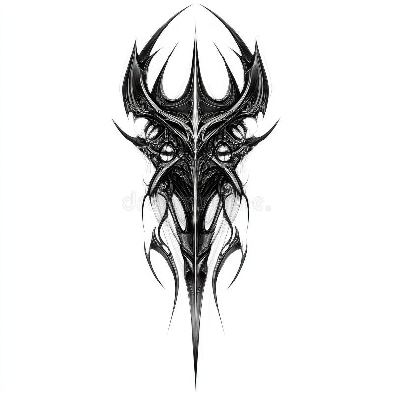 Intricate Black and White Abstract Design with Sharp Pointed Elements ...